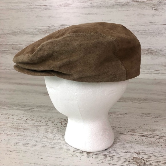 Vintage | Accessories | Vintage Suede Leather Newsboy Scally Cap Hat ...